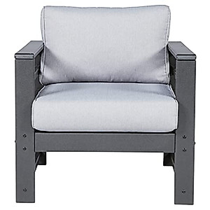 Signature Design by Ashley Outdoor Amora HDPE Patio Lounge Chair, 2 Count, Charcoal Gray