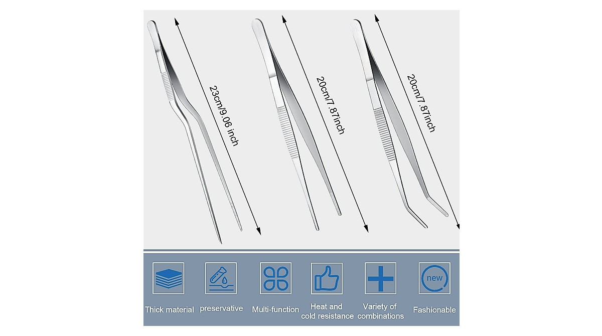 5 Pcs Stainless Steel Kitchen Tweezers - Cook Like a Pro