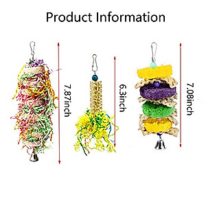 5Pcs Bird Shredding Toys for Parakeet Cockatiel Conure Bird Parrot Loofah Toys Parakeet Chewing Toys Parrot Shredder Toys Bird Foraging Toys Bird Cage Accessories for Small Medium Parrots