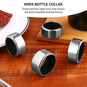 Hemoton Pack of 12 Kitchen Stainless Steel Wine Bottle Collars, Durable and Plated Wine Drip Ring