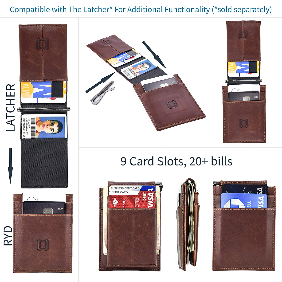 Dockem The Rȳd with Cash Corral Minimalist Modular Wallet, Genuine Leather