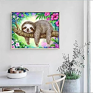 Diamond Painting Kits for Adults,5D Sloth Diamond Art Kit,Diamond Painting Kit Full Drill Round for Gift,Wall Decor,Relaxing(12x16)
