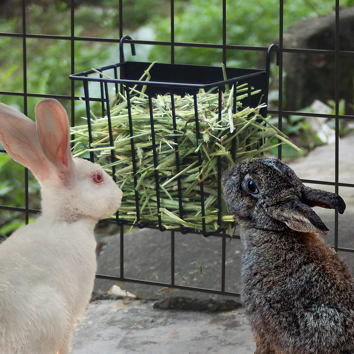 DEVIER Metal Rabbit Hay Feeder, Heavy-Duty, 6.9x4.7x6.6 in, for Multiple Pets