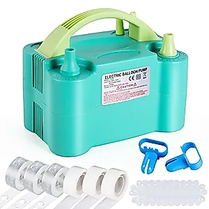 Electric Balloon Pump 110V 600W Dual Nozzle Portable Balloon Inflating Pump Halloween Balloon Arch Kit with Balloon Flower Clips Balloon Tape Balloon Knotter Dot Glue Avocado Green