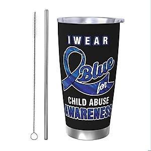 JIESAJ Child Abuse Awareness Insulated Tumbler 20oz Car Cup For Man'S Womans Insulated Tumbler