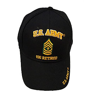 New Black US Army 1SG First Sergeant Retired Hat Ball Cap Veteran Licensed E-8