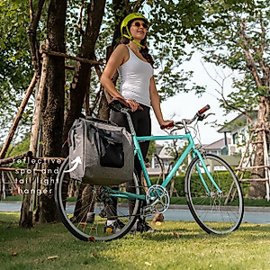 Vincita Jess Bicycle Insulated Grocery Pannier - 24 L Cooler Bike Shopping Bag for Urban Commuter with Large Capacity, Handle, Big Zipper Opening and Reflective Spots