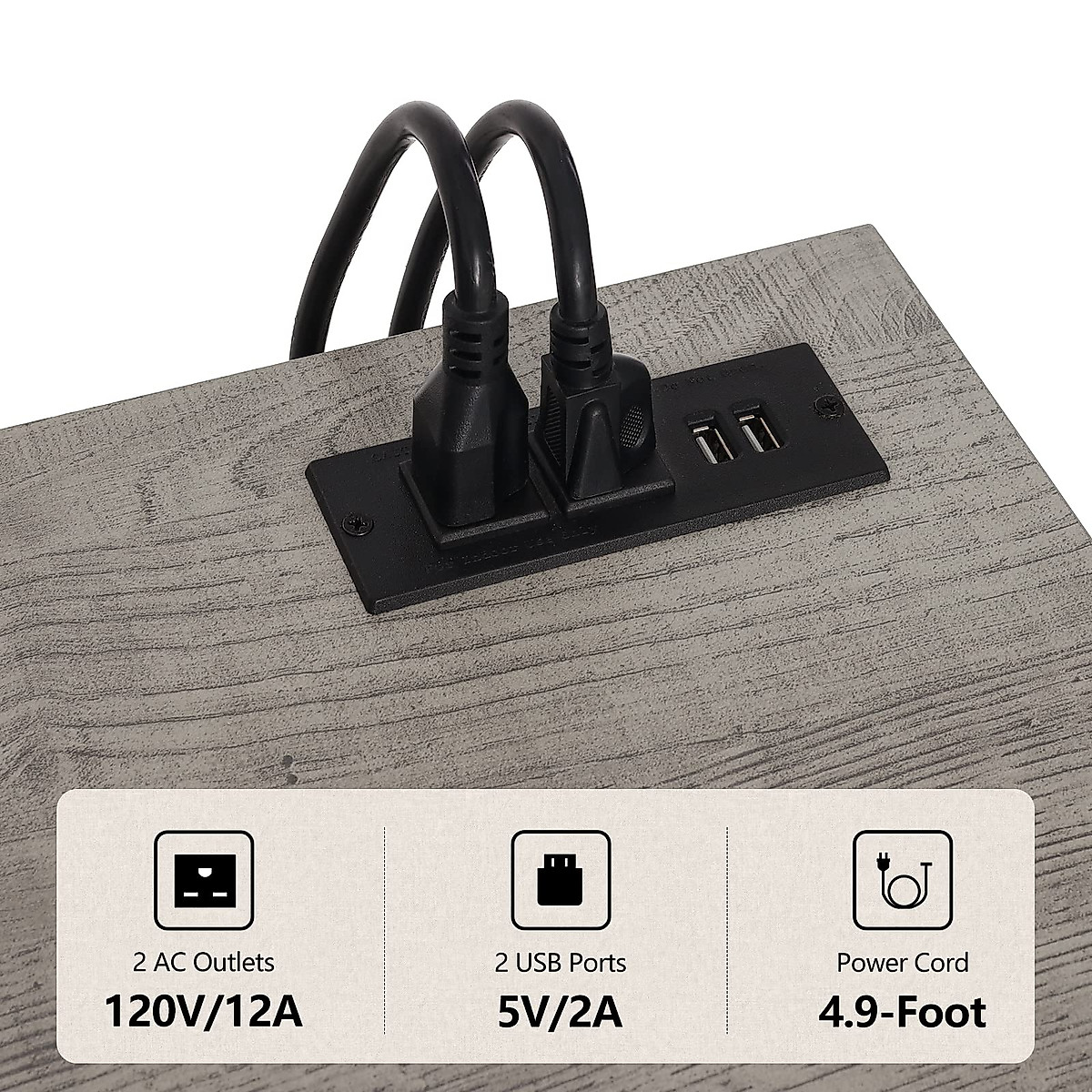 Quimoo TV Stand for 55 inch TV, LED Entertainment Center with LED Lights & Power Outlet, TV Console with 2 Cabinets & Open Shelf, Media Console for Living Room, Bedroom, Grey