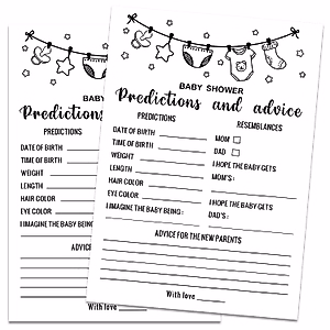 Baby Predictions and Advice Baby Shower Game, Girl or Boy Babies New Parent Message Advice Book, Baby Shower Party Games Supplies & Activities, 30 Game Cards Included