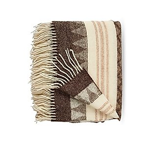 Cozy Blankets Wool Blanket | 100% Wool from New Zealand | Perfect as a Throw Blanket / Sofa Blanket | Virgin Wool Blanket with Fringes in Stripes Designs (140 x 200 cm)