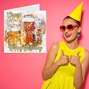 Stuff4 Beer Birthday Cards for Men - Cheers! - Happy Birthday Card for Dad Brother Son Grandpa Grandson Uncle Friend, Mens Birthday Gifts, 5.7 x 5.7 Inch Greeting Cards Gift Male Birthday Cards