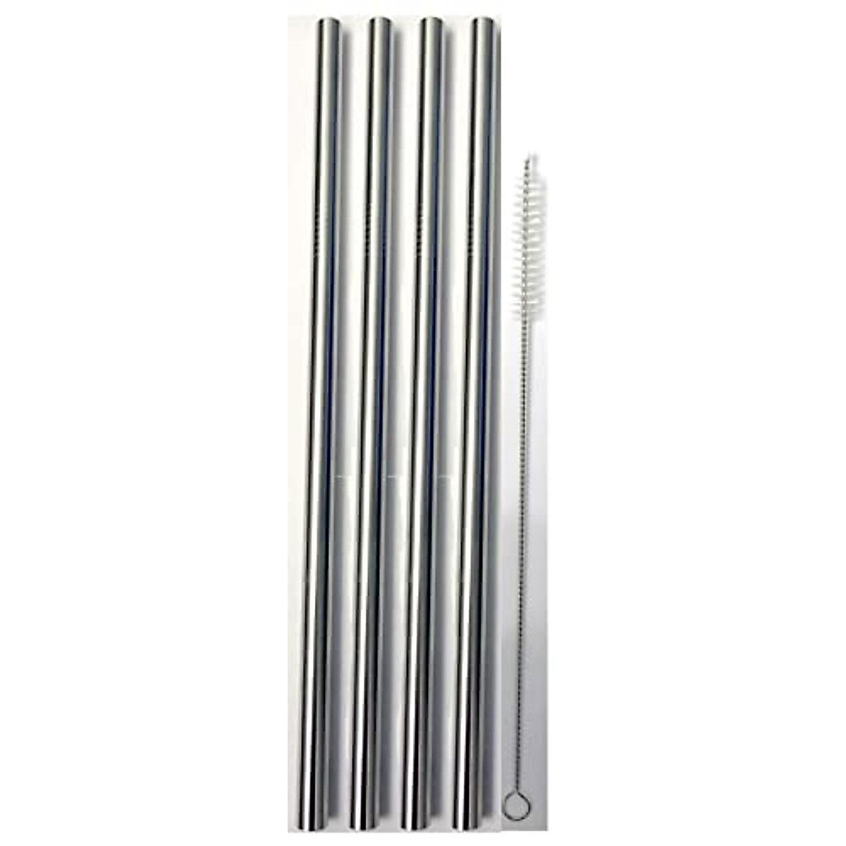4 Stainless Steel Wide Smoothie Straws - CocoStraw Large Straight Frozen Drink Straw - 4 Pack + Cleaning Brush (4)