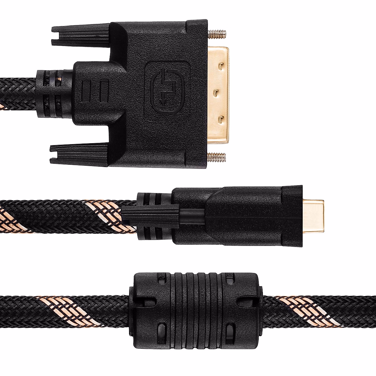 DVI to DVI Cable 25Ft,Nylon Braided DVI-D 24+1 Dual Link Male to Male Digital Video Cable Gold Plated with Ferrite Core Support 2560x1600 for Gaming, DVD, Laptop, HDTV and Projector (25 Ft/8M)