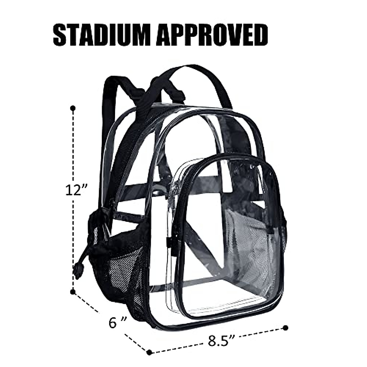 Fmeida Small Clear Backpack Stadium Approved Heavy Duty Clear Mini Backpack Transparent PVC See Through Bags for Concert Work Sport Games Concerts Security Travel