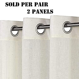 H.VERSAILTEX 2 Pack Ultra Luxurious High Woven Linen Elegant Curtains Grommet Semi Sheer Curtain Panels Light Filtering Privacy Panels Drapes, Nickel Grommet, Extra Long 52x108-Inch, Heathered Natural