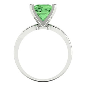 Clara Pucci 2.50ct Princess Cut Solitaire Green Simulated Diamond Engagement Bridal Promise Anniversary Ring 18K White Gold 7.5