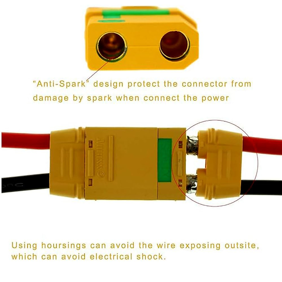 Amass 2 Pairs XT90S Pigtails XT90 Wire XT-90S XT 90 Plug Male and Female Connector 150mm 10AWG Silicon Wire for RC Lipo Battery FPV Racing Drone …