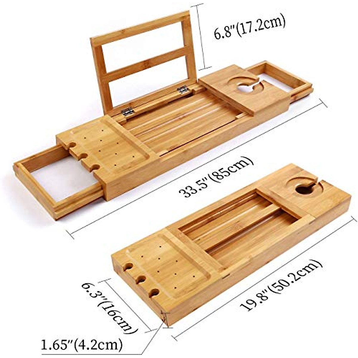Utoplike Bamboo Bathtub Caddy Tray Bath Tray for Tub, Adjustable Bathroom Bathtub Organizer with Book Tablet Wine Glass Cup Towel Holder,Distinctive Gift for Christmas