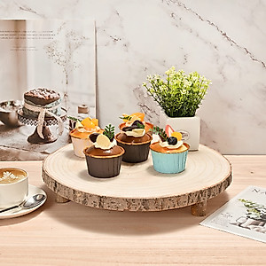 WILLOWDALE 11-13 Inches Wood Cake Stand for Dessert Table, Wedding Cake Stand Farmhouse Serving Tray for Party, Wood Slice with Legs Round Cake Holder Rustic Decor Table Centerpieces for Dining Room