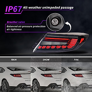 LONGDING LED Tail Lights Assembly Compatible with 2021 2022 2023 2024 Toyota GR86 / Subaru BRZ 2nd Gen ZN8/ ZD8 w/Start Up Animation & Sequential Turn Signals Rear Lamps Replacement