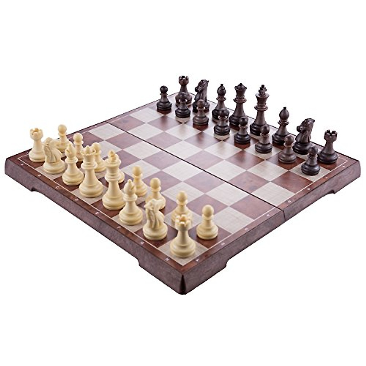 Checkers Game Board - 2 in 1 Folding and Magnetic Chess Game. Great for Travel Chess Set Strategy Game is 12.5 x 12.5, International Chess Set