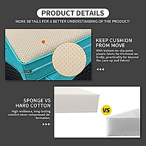 Rattaner 10 Pieces Patio Sectional Furniture Set Outdoor Wicker Conversation Sofa Couch with Turquoise Non-Slip Cushions Furniture Cover Black PE Rattan