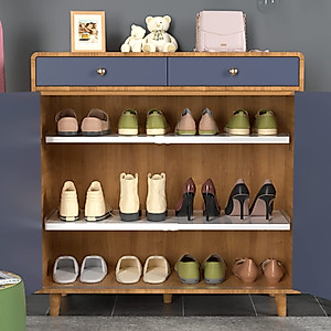 Redrubbit Adhesive Expandable Closet Shelf Organizers, No Drilling Heavy-Duty Metal Divider Separator for Kitchen Cabinet Wardrobe Cupboard Kitchen Bathroom Laundry Room，7.87"Width-2 pack