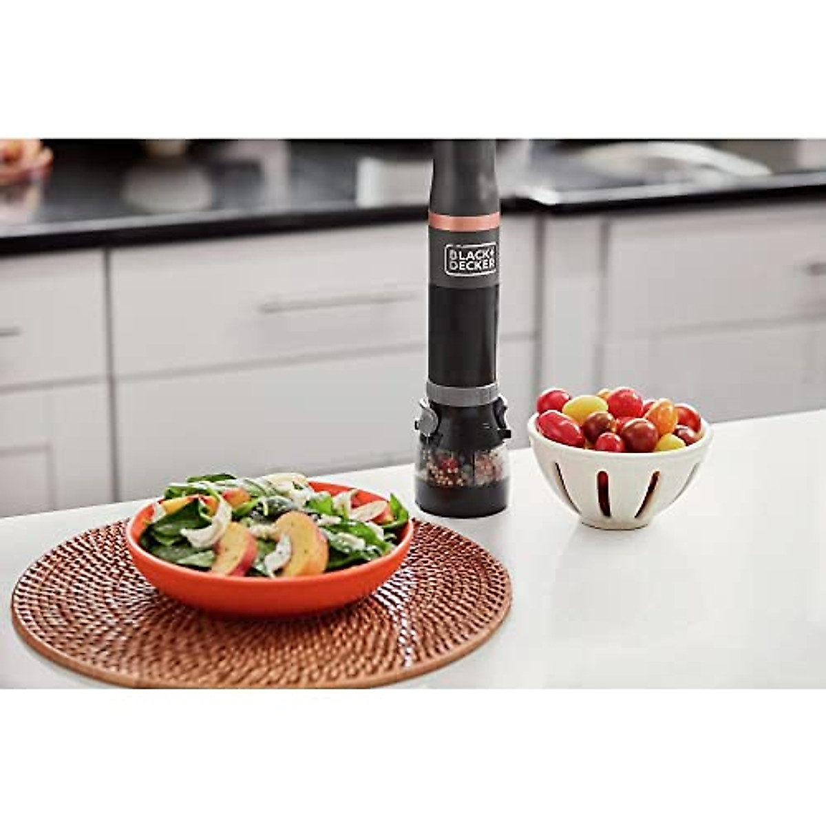 BLACK+DECKER Kitchen Wand Attachment Salt and Pepper Grinder, Adjustable Coarseness (BCKM101SP)