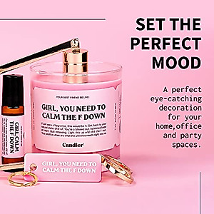 Ryan Porter Calm The F Down Candles - 100% Natural & Vegan - Made of Hand-Poured Soy Wax & Cotton Wick - Smells Cherry Blossom, Magnolia & More - Decor Glass Candles - No Parabens, Phthalates, Lead