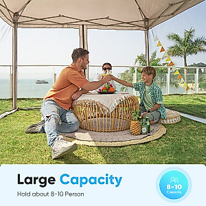Quictent 8'x8’ Pop up Screened Canopy Tent with Mosquito Netting, Portable Easy up Outdoor Screen House Shelter for Patio, Camping and Picnic, Includes Wheeled Carry Bag (Tan)