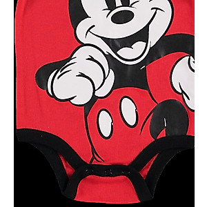 Disney Mickey Mouse Newborn Baby Boys 4 Piece Outfit Set: Bodysuit Pants Bib Hat Red/Black 3-6 Months