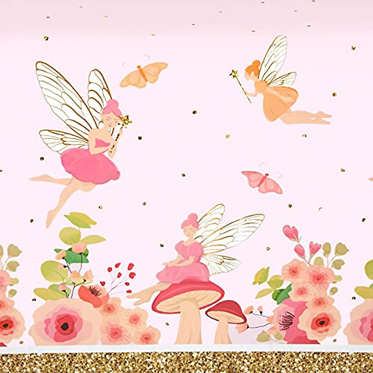 Fairy Tea Party Tablecloths for Girls Floral Birthday Supplies (54 x 108 in, 3 Pack)