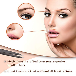 Majestic Bombay Slant Tweezers for Women and Men – Splinter Ticks, Facial, Eyebrows and Ingrown Hair Removal–Sharp, Needle Nose, Surgical Tweezers Precision best tweezers for chin hair and Plucking