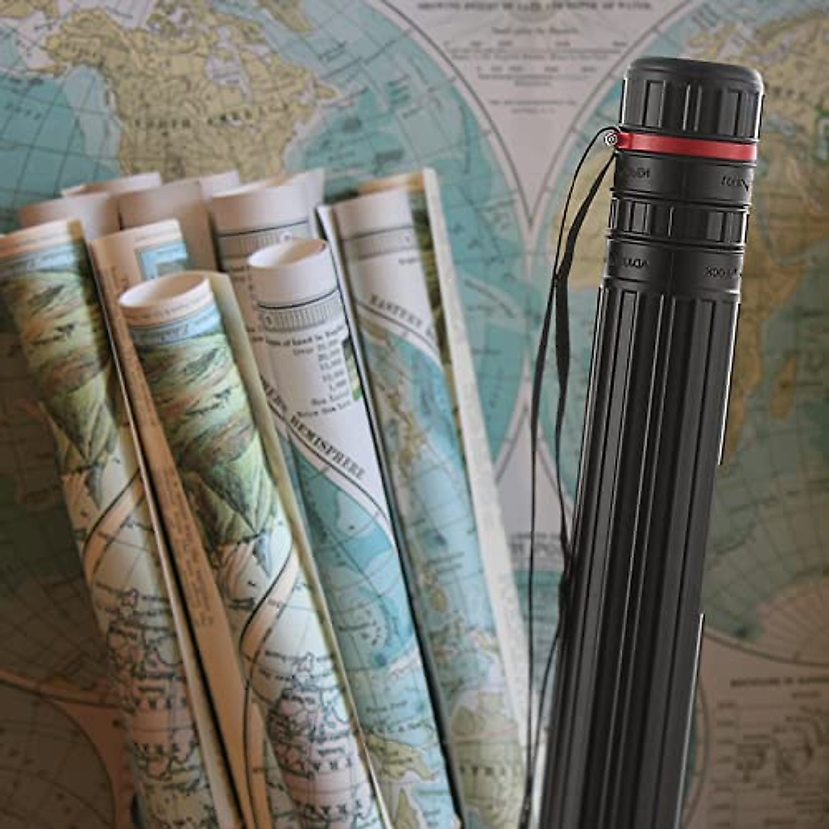 TOOYFUL Extendable Poster Tubes Expand from 18”to 28'' with Shoulder Strap, Carry Documents, Blueprints, Drawings and Art, Black Portable Storage Cases