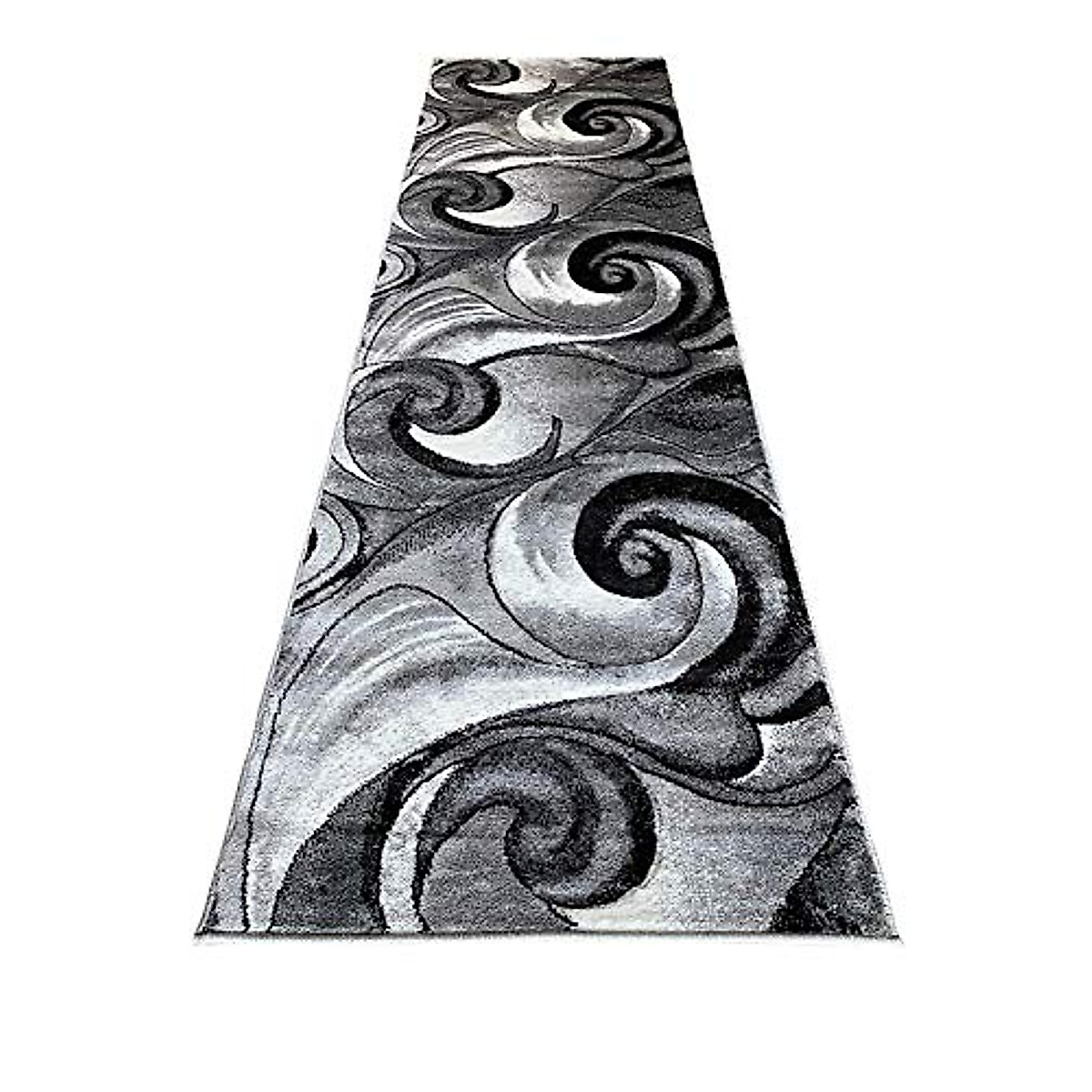 Sculpture Modern Runner Area Rug Turquoise Gray Black & Grey Contemporary Designr 410 (2 Feet X 7 Feet 1 Inch)