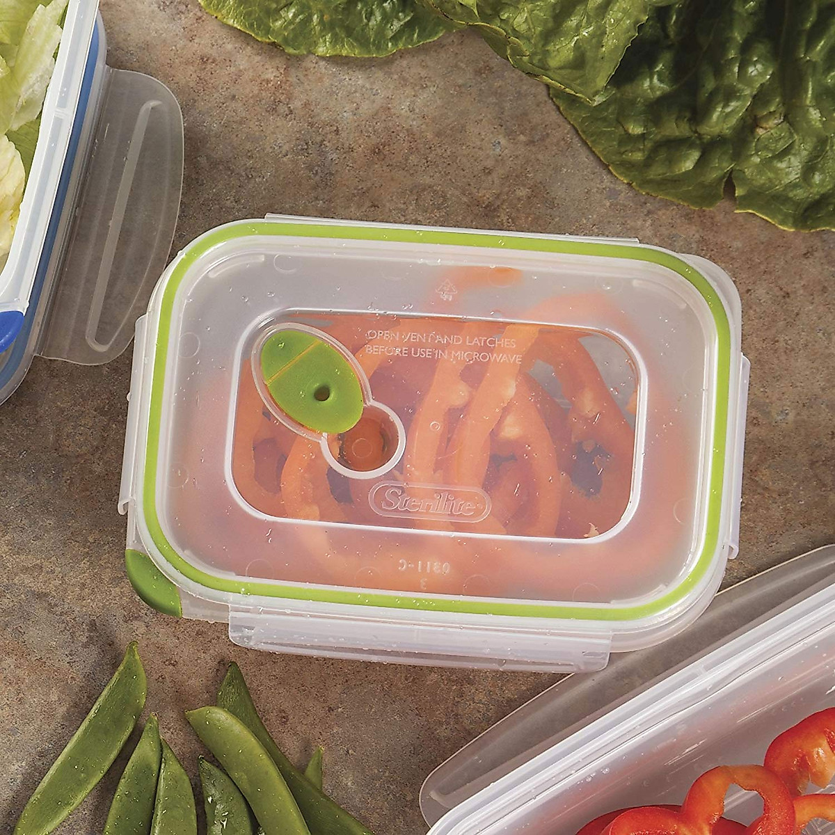 STERILITE 0311 Ultra Seal 3.1 Cup Rectangle Food Storage Container, Clear Green, See Through Lid & Base With New Leaf Accents
