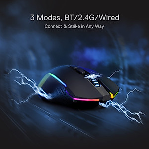 Redragon M693 Wireless Gaming Mouse, 8000 DPI Wired/Wireless Gamer Mouse w/ 3-Mode Connection, BT & 2.4G Wireless, 7 Macro Buttons, Reliable Power Capacity for PC/Mac/Laptop
