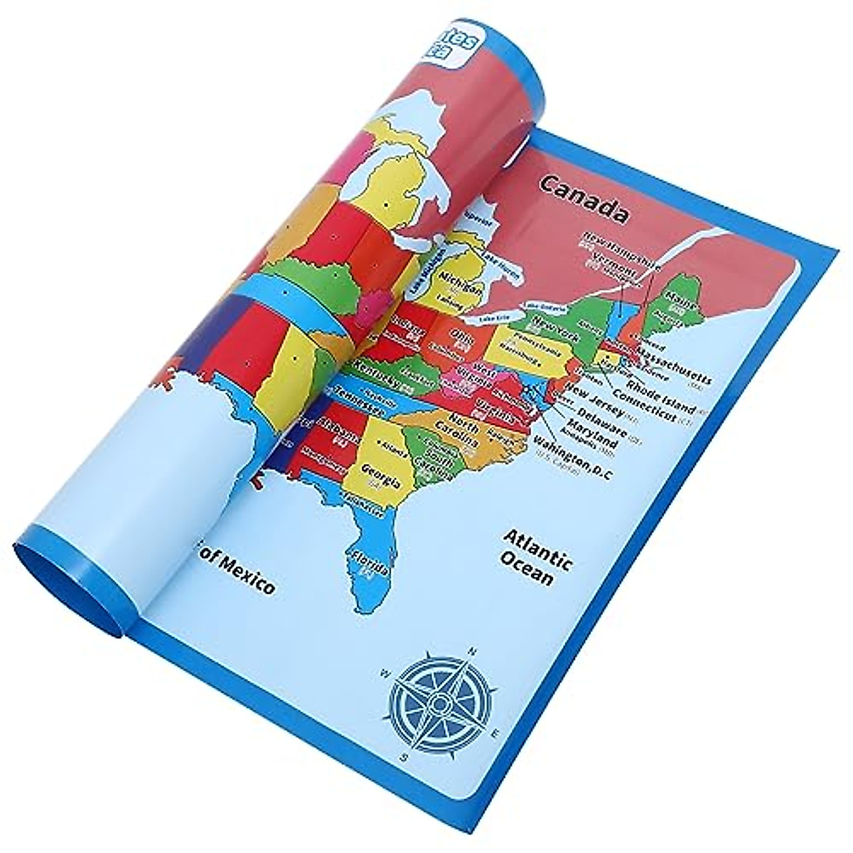 Operitacx Cartoon Preschool Posters 4 Sheets United States map poster US map playroom decor supply usa map for accessory Cartoon Accessories hanging pictures decorate synthetic paper