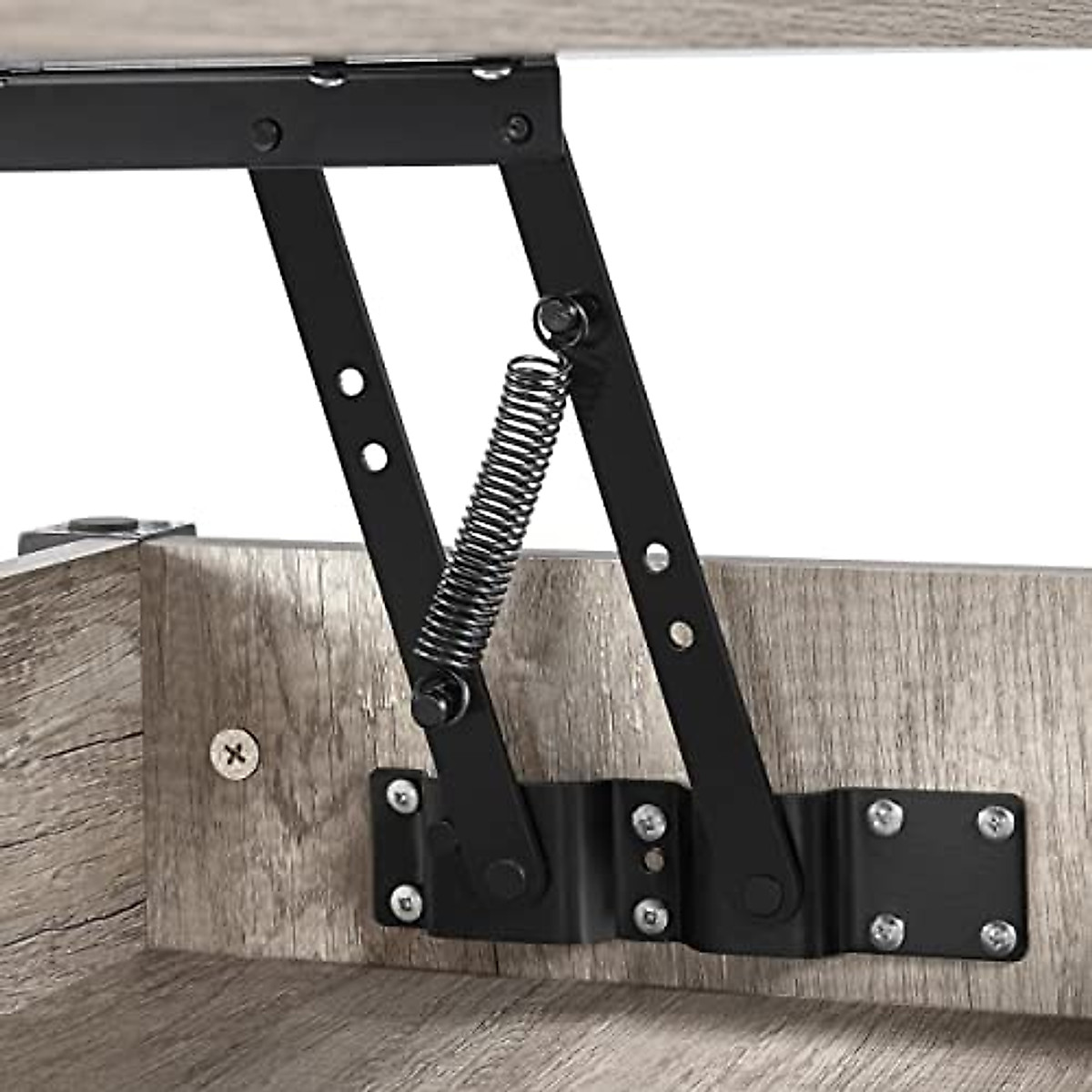 Yaheetech Gray Coffee Table, 47.5in Lift Top Coffee Table with Storage Hidden Compartment and 3 Open Shelves, Wooden Rustic Rising Center Table for Living Room