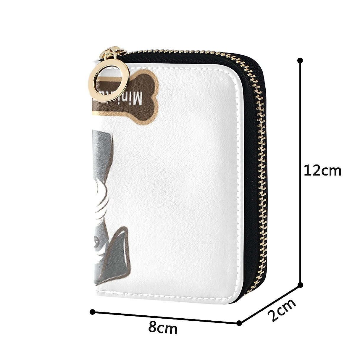 Grey Miniature Schnauzer Dog Bone Isolated on WhiteGrey Credit Card Coin wallet, RFID Blocking Compact Women Leather Card Holder, Key Change Organizer, Zipper Purse Clutch Pouch Pocket