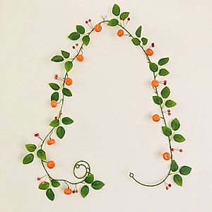 Artificial Fruit Tangerine Oranges Hanging Vines Plant Garland Artificial Berries Kumquat Wreath for Home Garden Wedding Party Decor (Tangerine Vine, 4 Pack)