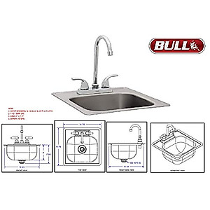 AMS Fireplace AMS BULL grill 30 Outlaw BBQ Grill with BULL single Side Burner, 30 DoorDrawer Combo, Single Drawer, Sink and Cover (Natural Gas)