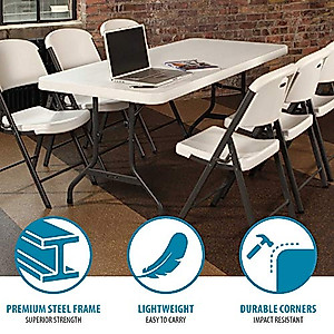 Lifetime 42901 Folding Utility Table, 6 Feet, White, Pack of 4