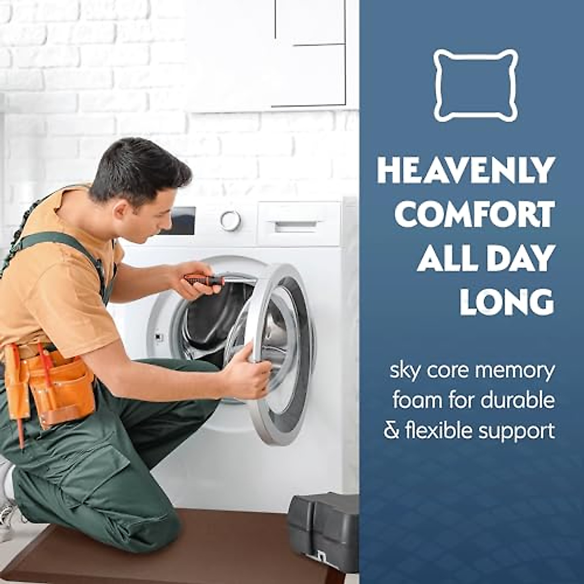 Sky Solutions Anti Fatigue Floor Mat - 3/4" Thick Cushioned Kitchen Rug, Standing Desk Mat - Comfort at Home, Office, Garage - Non Slip, Durable and Stain Resistant (24" x 70", Gray)