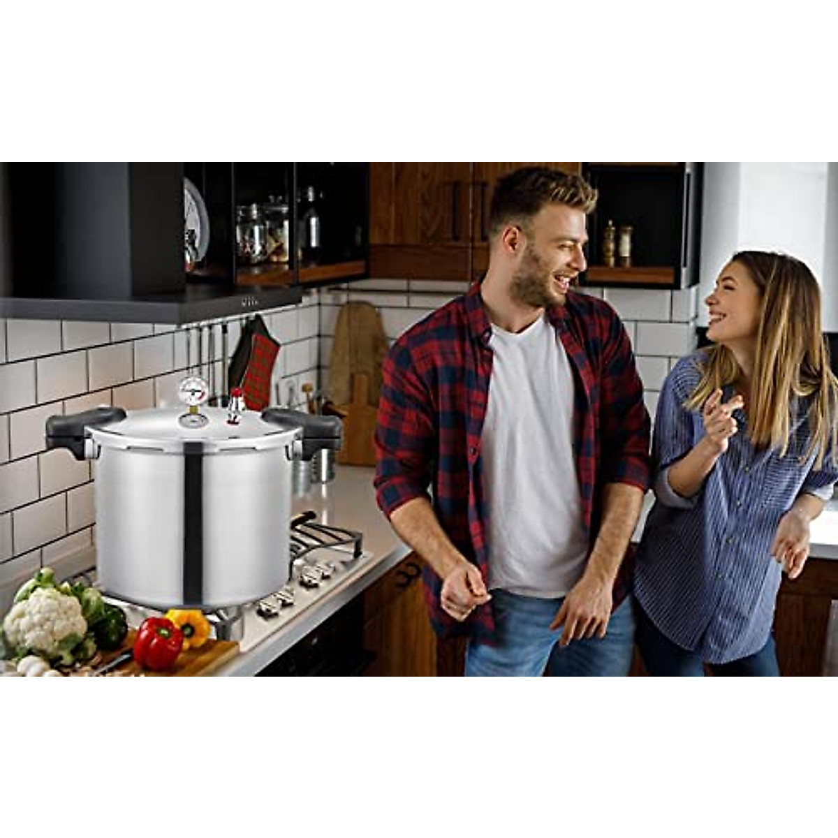 25 quart pressure canner cooker,Built-in luxury digital pressure gauge,Aluminum Explosion proof pressure cookers canners for canning,With1steaming tray Induction Compatible,Delivery from US warehouse