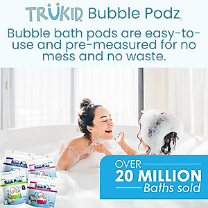 TruKid Bubble Podz Bubble Bath for Baby & Kids, Gentle Refreshing Bath Bomb for Sensitive Skin, pH Balance 7 for Eye Sensitivity, Natural Moisturizers and Ingredients, Lavender (24 Podz)