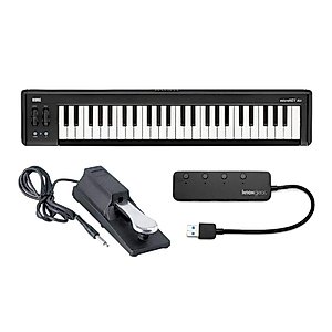 Korg microKEY Air 49-Key Bluetooth MIDI Controller Bundle with Sustain Pedal and 4-Port USB Hub (3 Items)