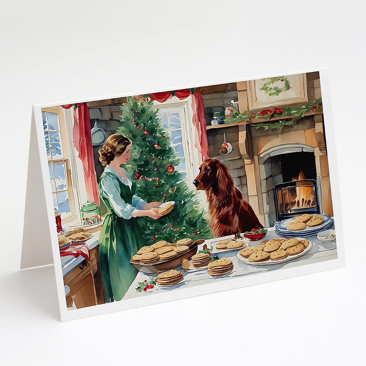 Caroline's Treasures DAC3814GCA7P Irish Setter Christmas Cookies Greeting Cards Pack of 8 Blank Cards with Envelopes Whimsical A7 Size 5x7 Blank Note Cards