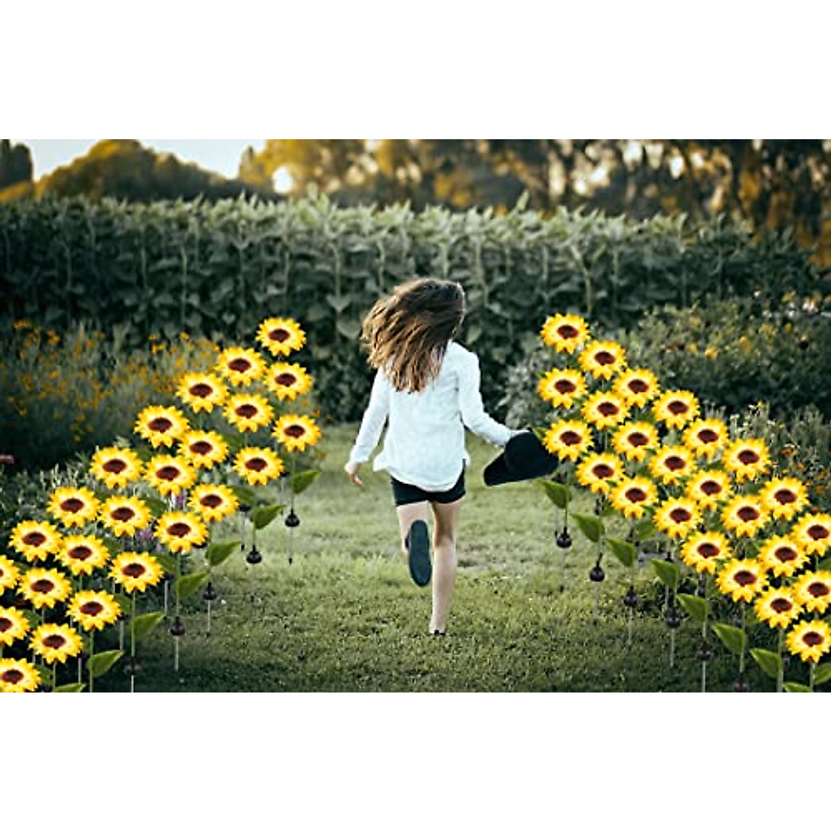 GONIMY Sunflower Solar Garden Lights Outdoor Decor, Waterproof Landscape LED Lamp, Realistic Metal Flowers for Courtyard Pathway Garden Patio Yard Pool (2 Pack) (Sunflower)