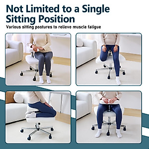 LHOOCX Cross Legged Chair, Height-Adjustable Kneeling Chair for Office and Home, Ergonomic Office Chair, Criss Cross Chair (White)